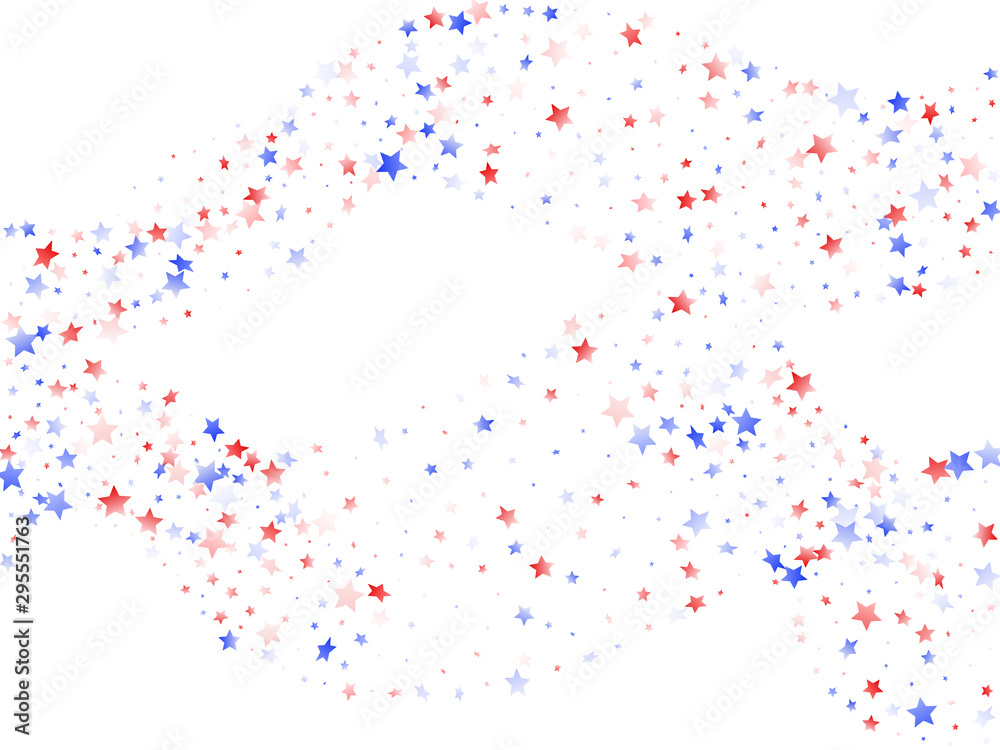 Flying red blue white star sparkles on white vector american patriotic ...