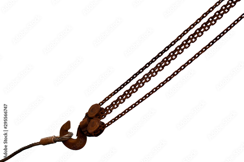 Chain hoist and wire rope on isolate and white background Stock Photo ...