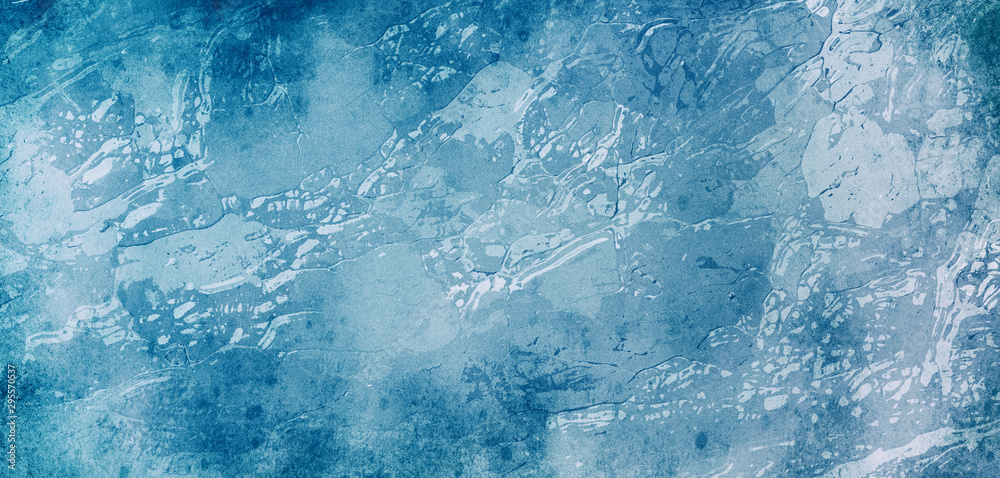 Distressed blue background with white marbled grunge texture in old ...