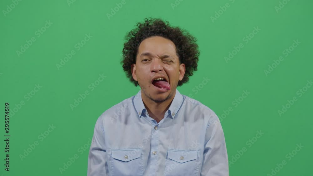 Tongue Sticking And Winking By A Adult Man Starting From A Calm State ...