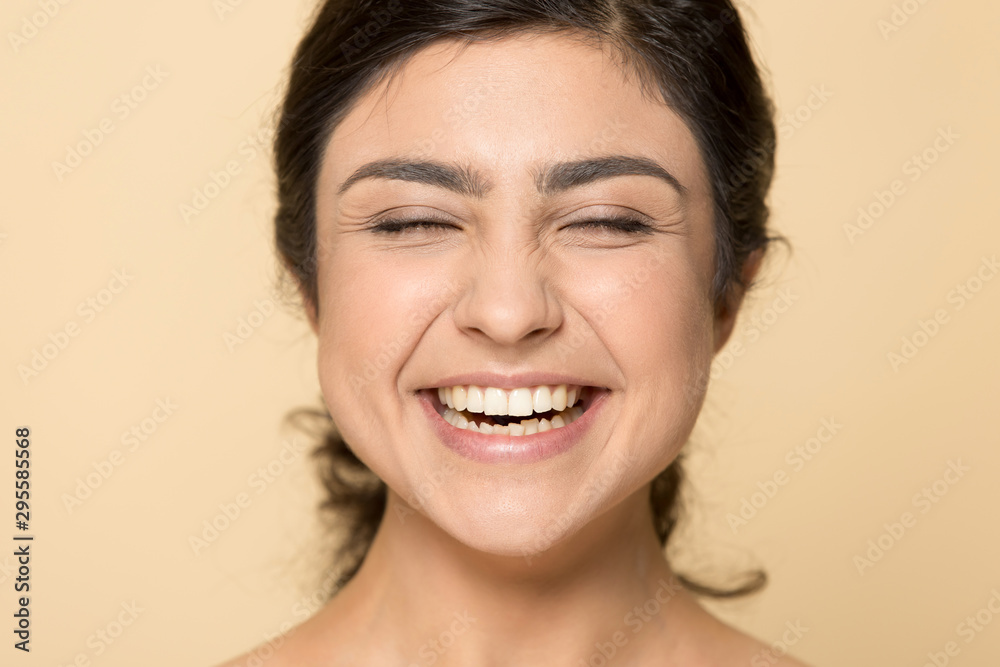 Happy indian girl laugh showing white healthy teeth Stock Photo | Adobe ...