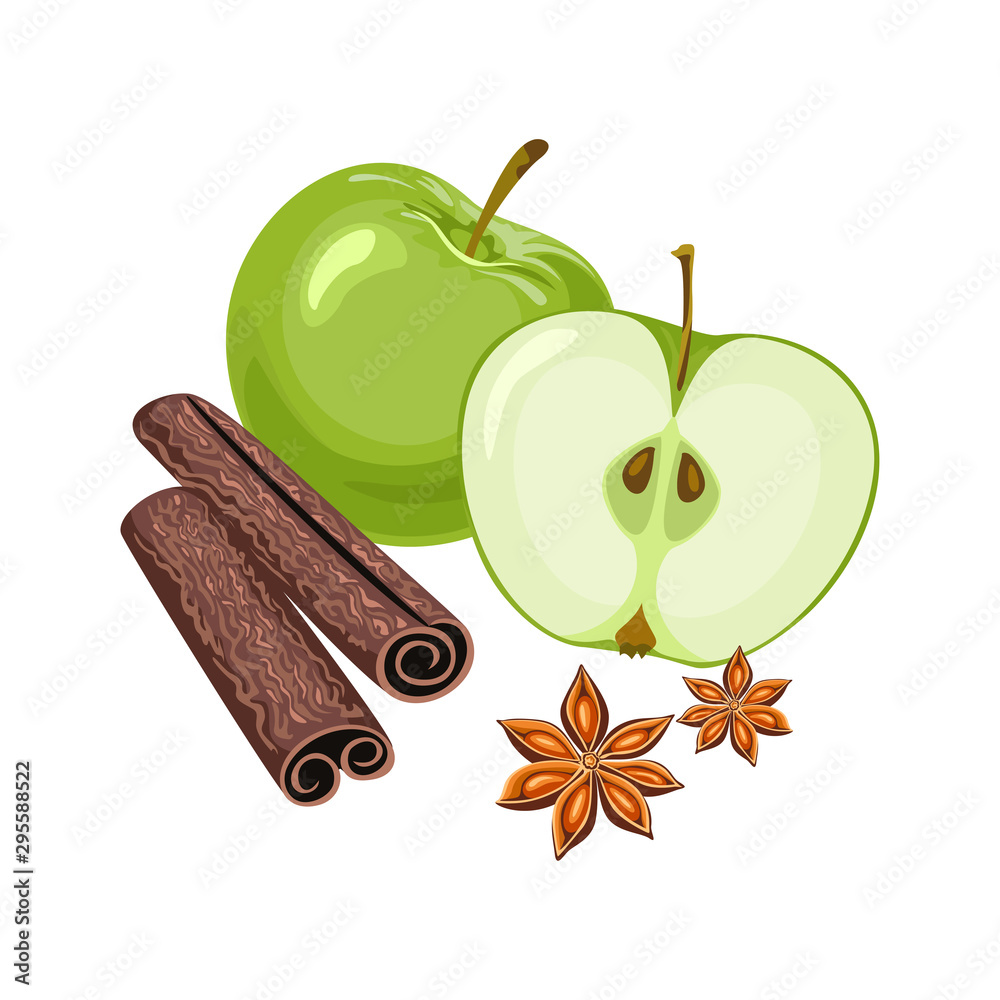 Cinnamon Sticks And Apples