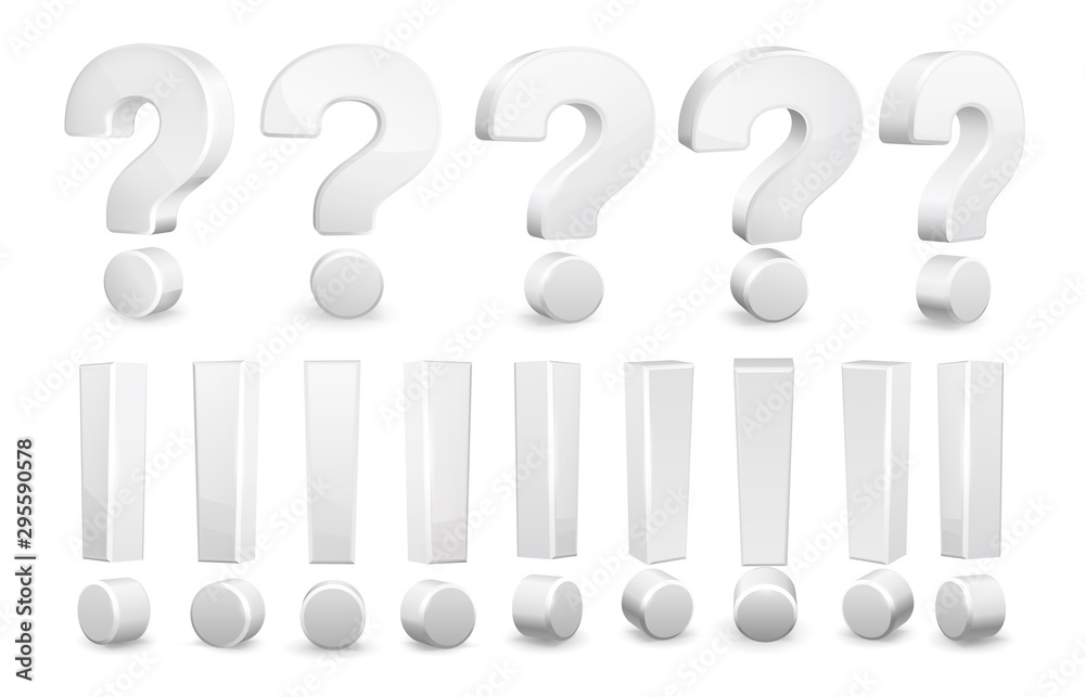 Realistic question and exclamation marks. Attention mark, questioning ...