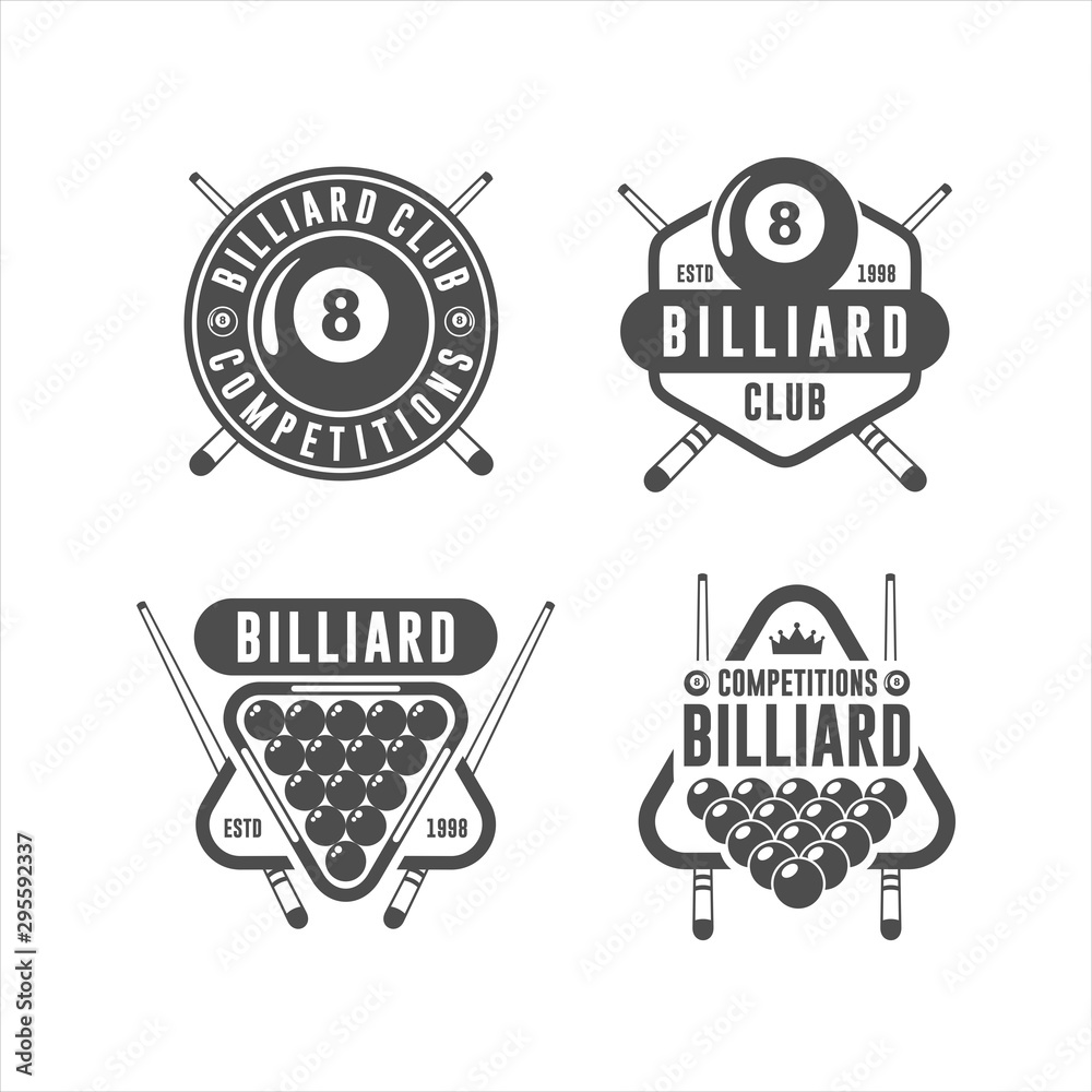 Billiard Design Logo Vector Set Stock Vector | Adobe Stock