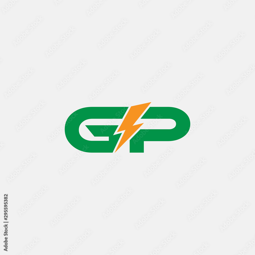 Letter GP with power icon Stock Vector | Adobe Stock