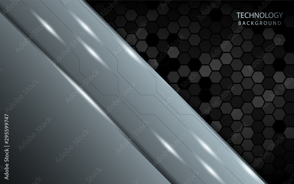 Abstract metallic silver frame layout design tech innovation concept ...