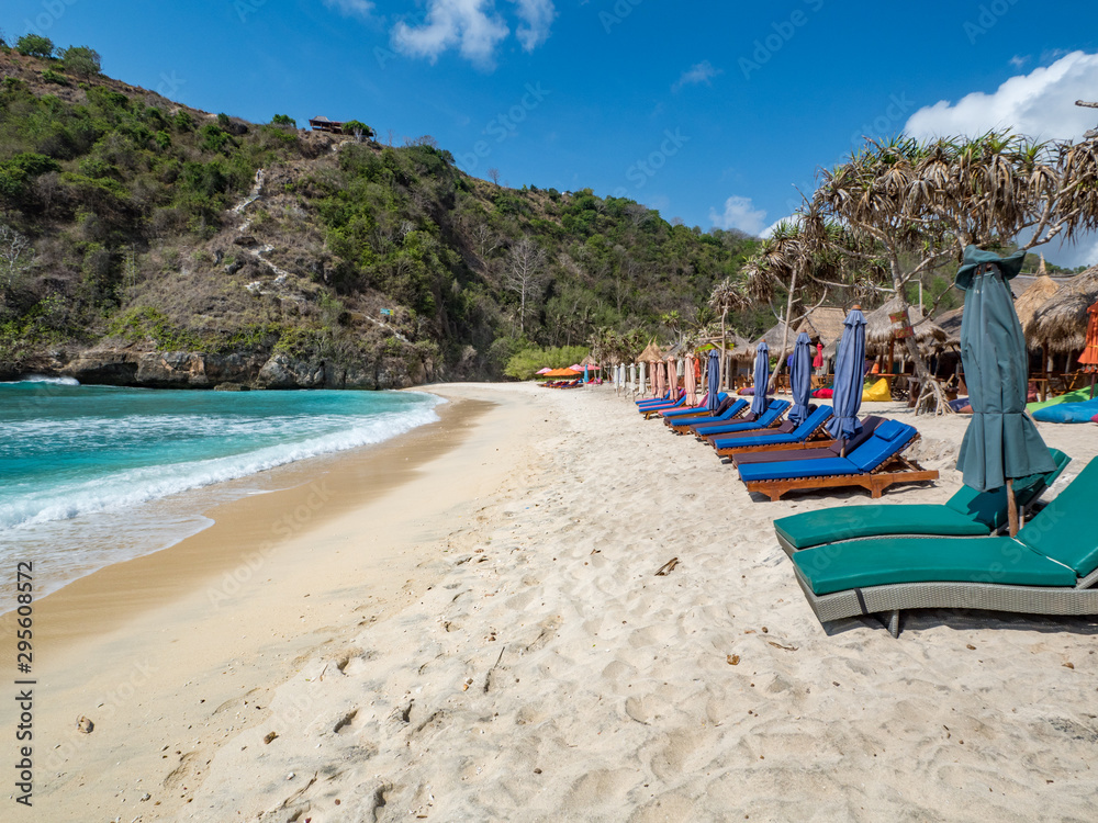 Indonesia, october, 2018: Sea coast view with little houses standing on ...