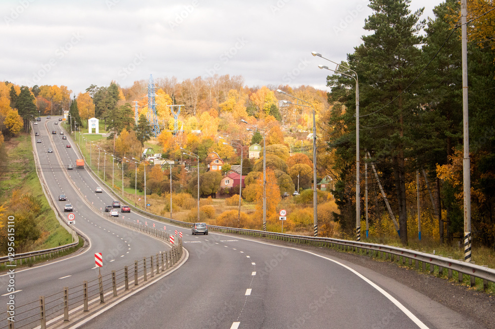 M8 highway, a picturesque road with a typical landscape of Central ...