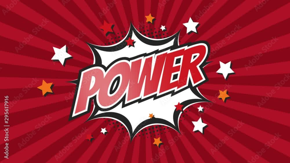 POWER - Comic Pop Art text video 4K, chroma key version included ...