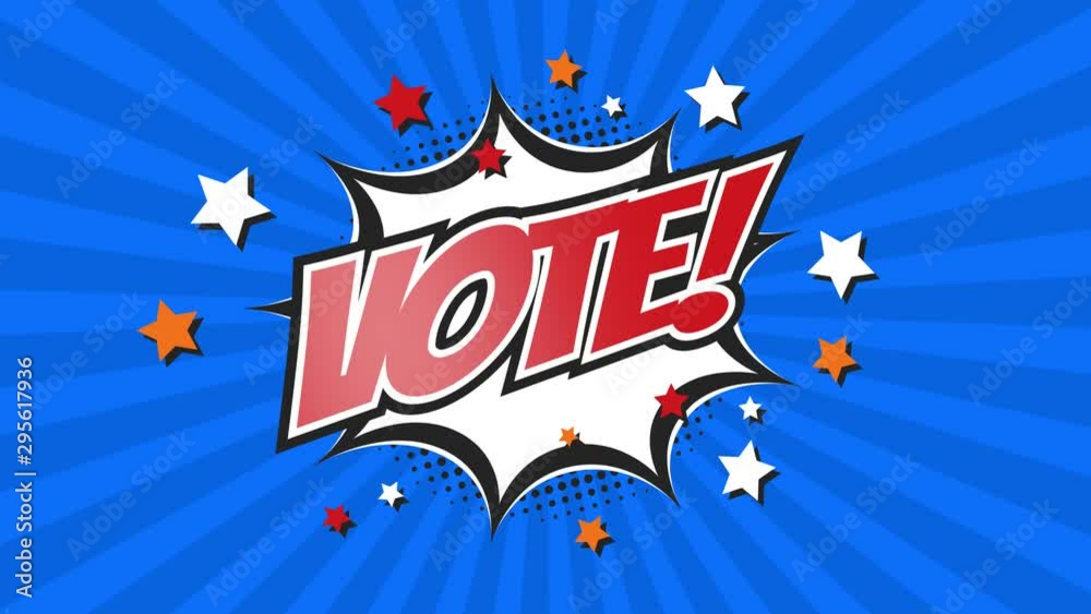 VOTE - Comic Pop Art text video 4K, chroma key version included ...