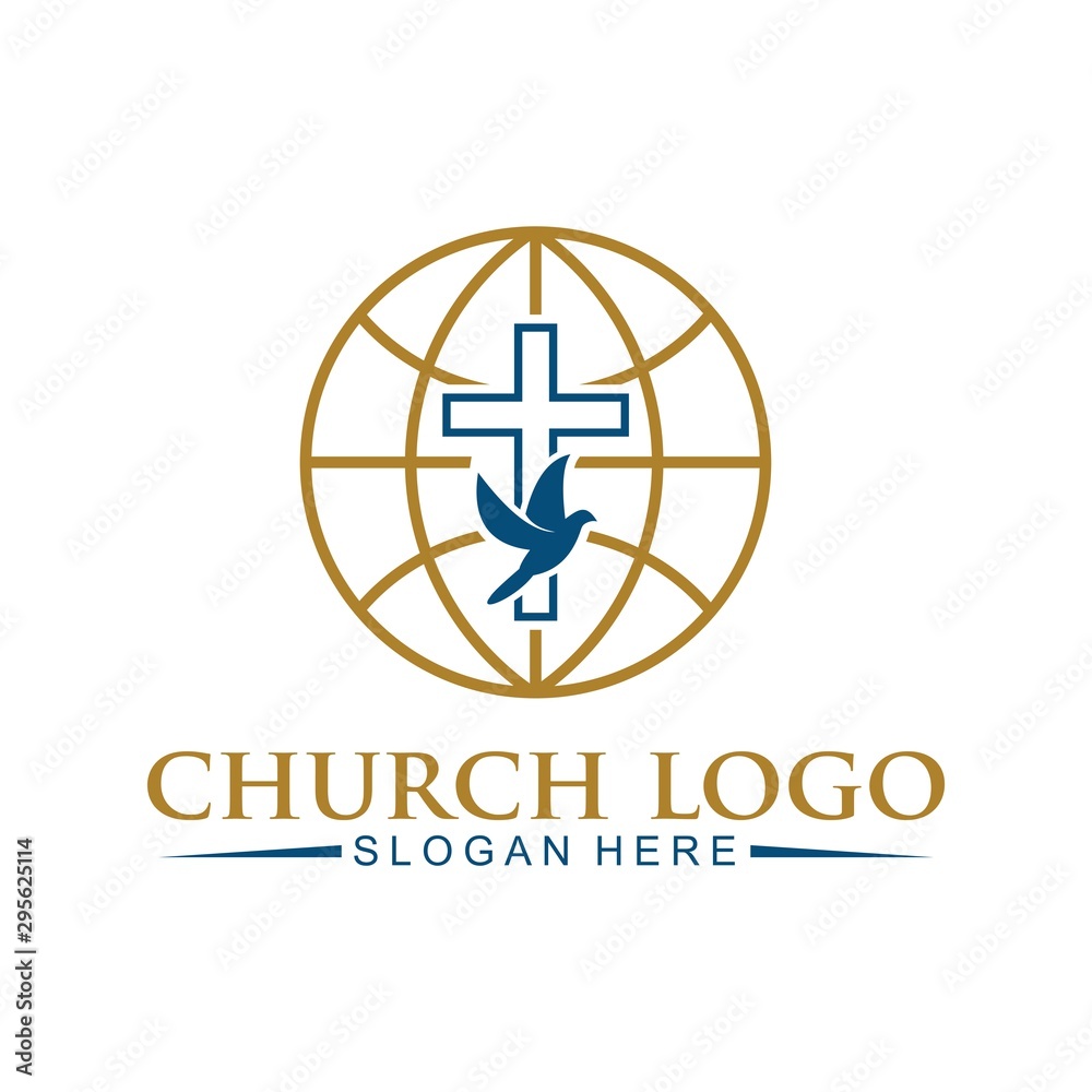 church christian logo vector icon design template. Christian symbols ...