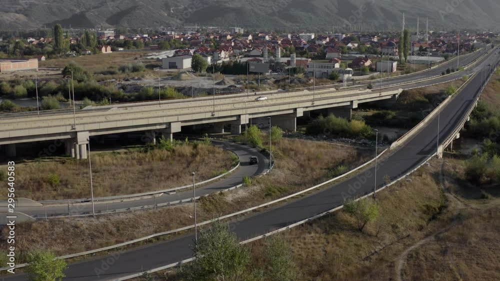 Highway interchange intersection junction with ramps and ring road ...