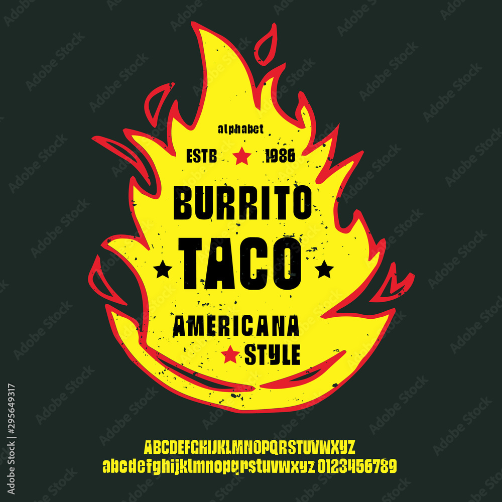 Hand drawn vintage retro font. Outdoor advertising of American ...