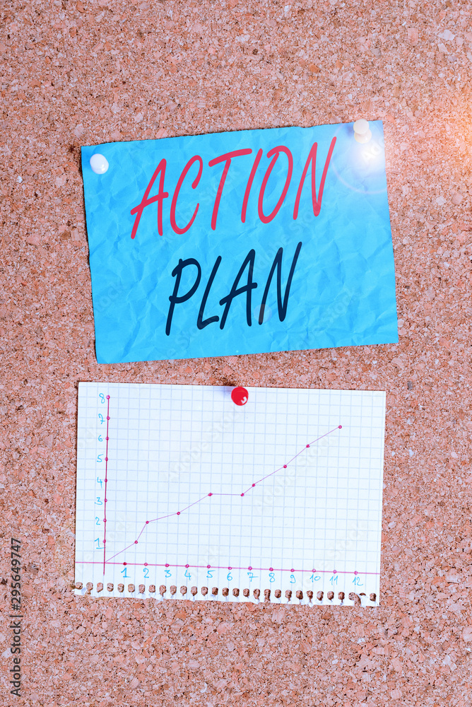 Writing note showing Action Plan. Business concept for detailed plan ...