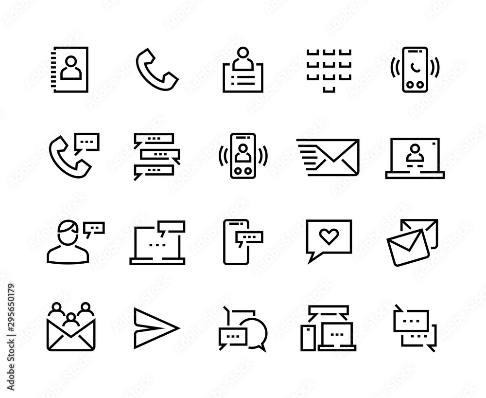 Icon contact us. Social network communication, mobile message and ...