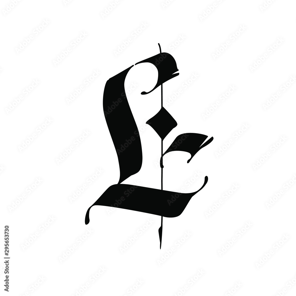 Letter L, in the Gothic style. Vector. Alphabet. The symbol is isolated ...