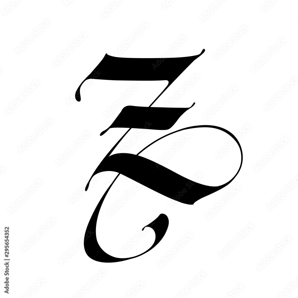 Letter Z, in the Gothic style. Alphabet. The symbol is isolated on a ...