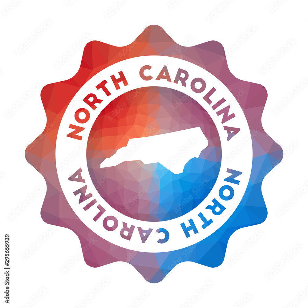 North Carolina low poly logo. Colorful gradient travel logo of the us ...