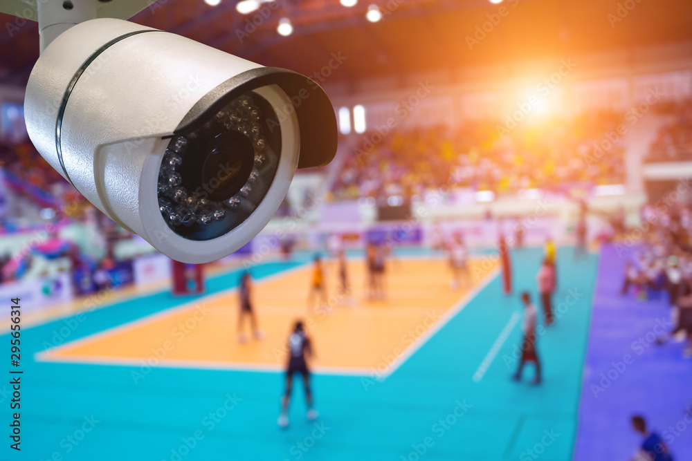 CCTV Camera Operating Indoor stadium. Stock Photo | Adobe Stock