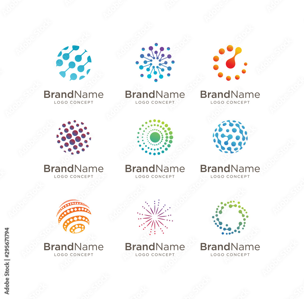 Stockvector Set Of Circle Tech Logo . Modern Circle Technology logo ...