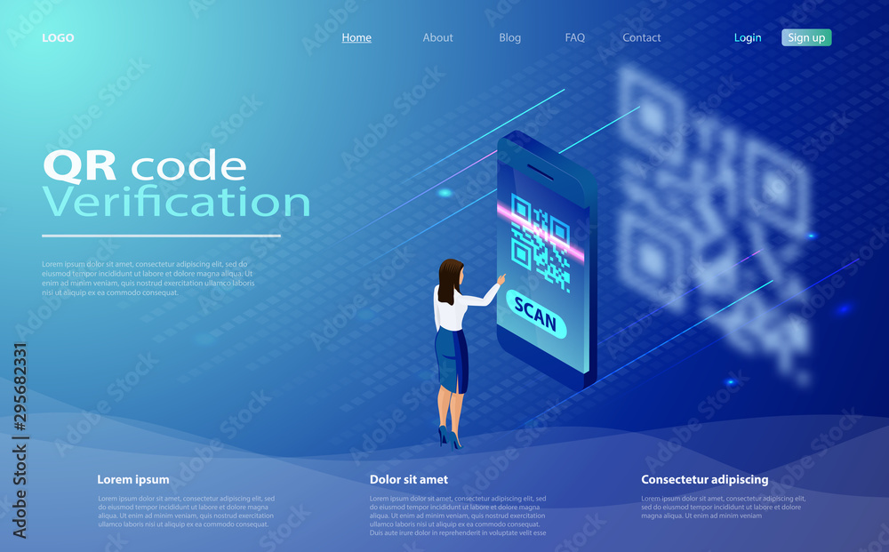 QR code scanning vector illustration concept. QR Code scanning concept ...