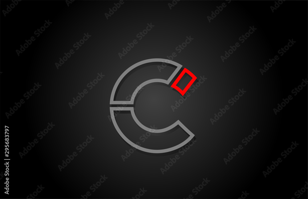 alphabet line C letter red black for company logo icon design Stock ...