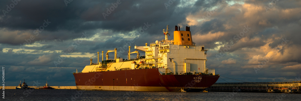 Swinoujscie, Poland-October 2019: AL RUWAIS, LNG Tanker, sailing under ...