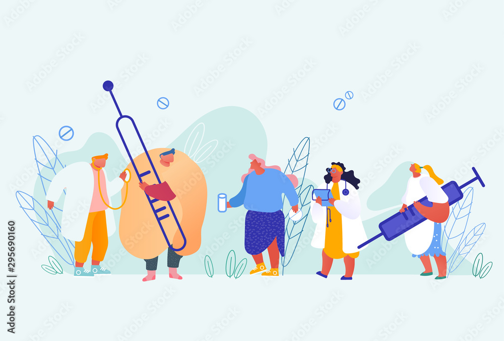 Sick People Characters Concept Set. Man with Flu, Cold, Influenza ...