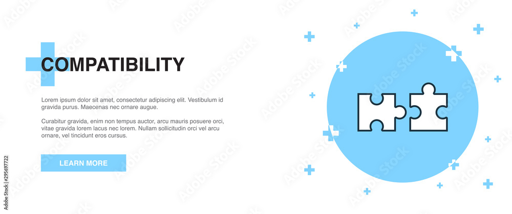 compatibility line icon. Simple icon, banner outline template concept ...