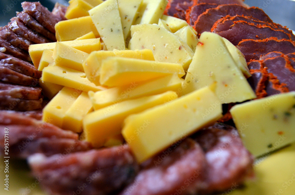 Picada jamón, quesos y salame Stock Photo | Adobe Stock