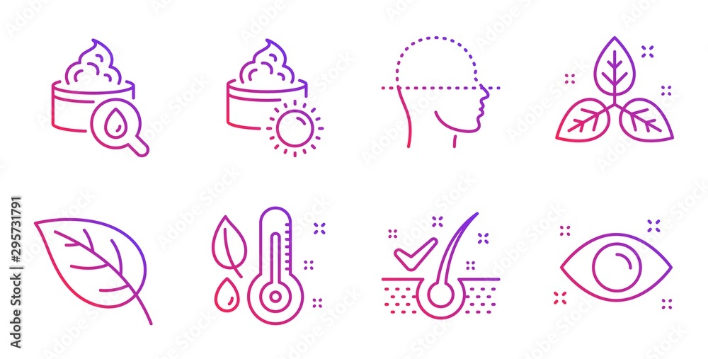 Moisturizing cream, Anti-dandruff flakes and Sun cream line icons set ...