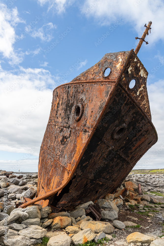 Plassey shipwreck and rocks in Inisheer Island Stock Photo | Adobe Stock