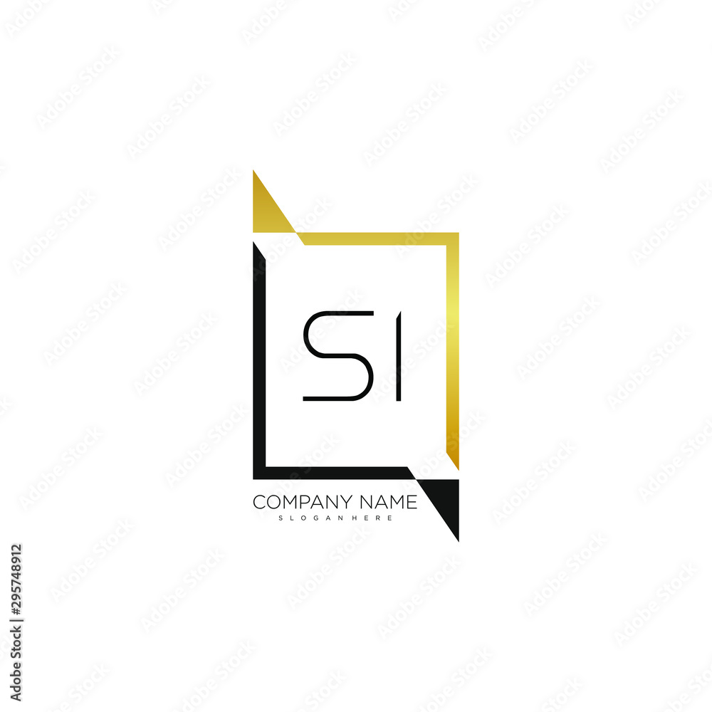 Letter SI Logo Minimalist Template Vector Illustration Stock Vector ...