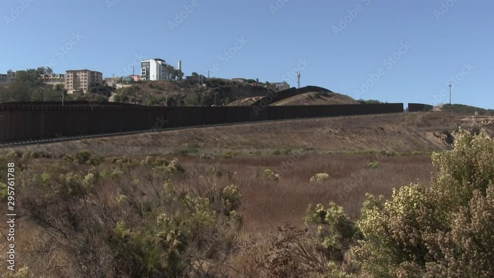 Multiple U.S. Mexico border walls between San Diego and Tijuana looking ...