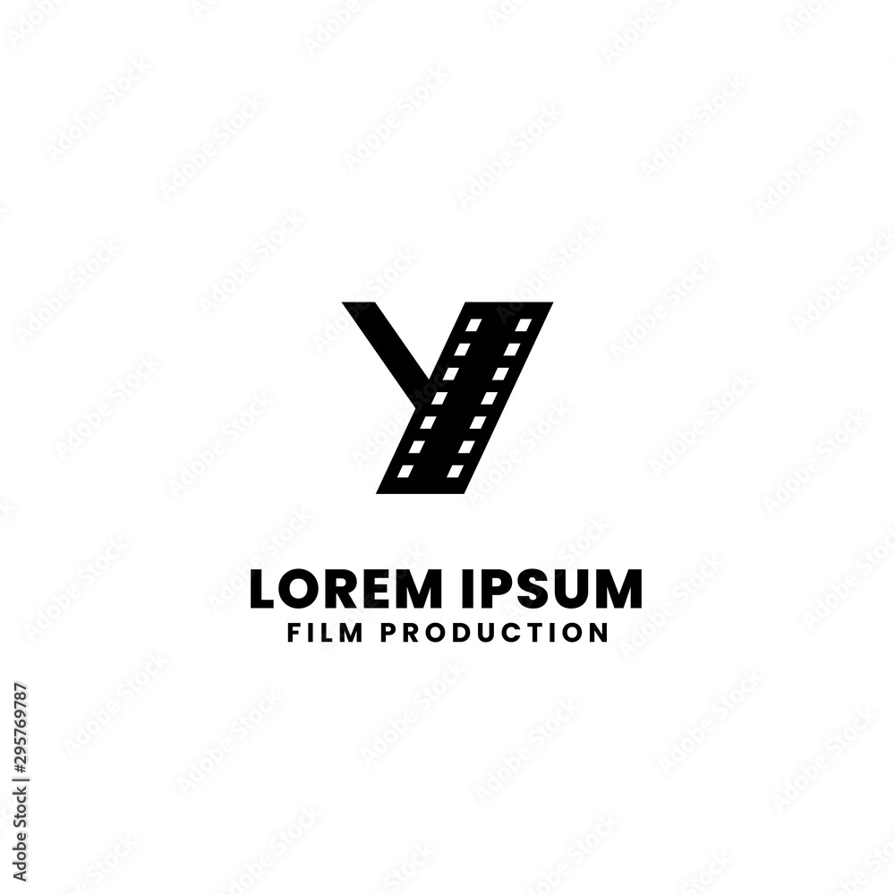 Letter y initial logo design with film strip symbol for movie ...