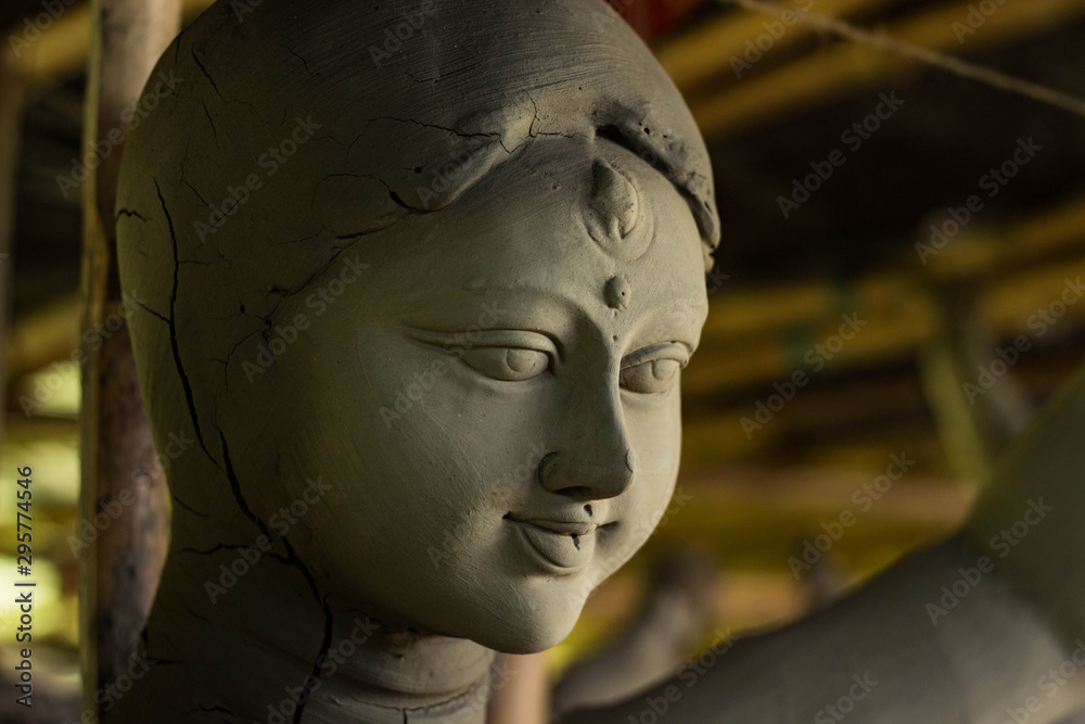 Making of goddess Durga idol. These idols are made for Durga puja, the ...