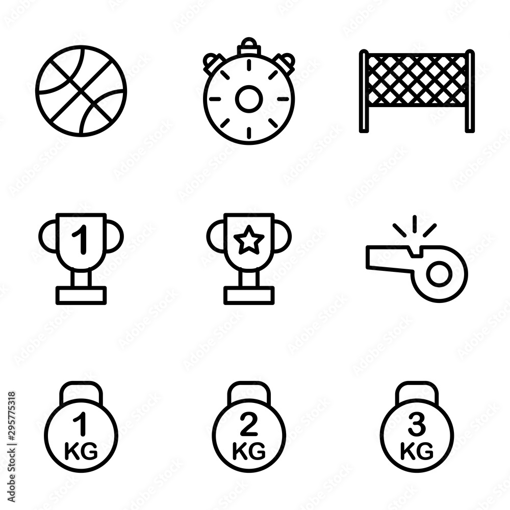Sport icon set outline style including ball, basketball, game, sport ...