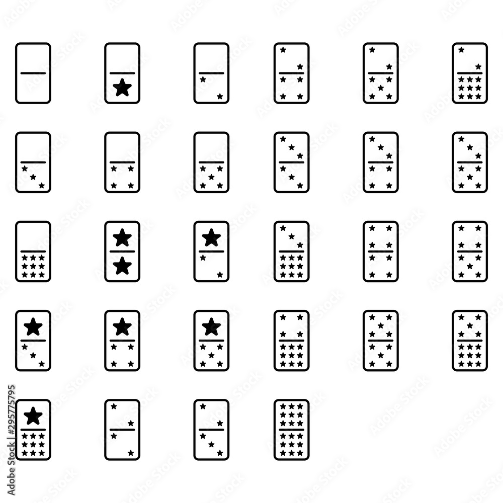 Domino star icon set outline style full set isolated on transparent ...
