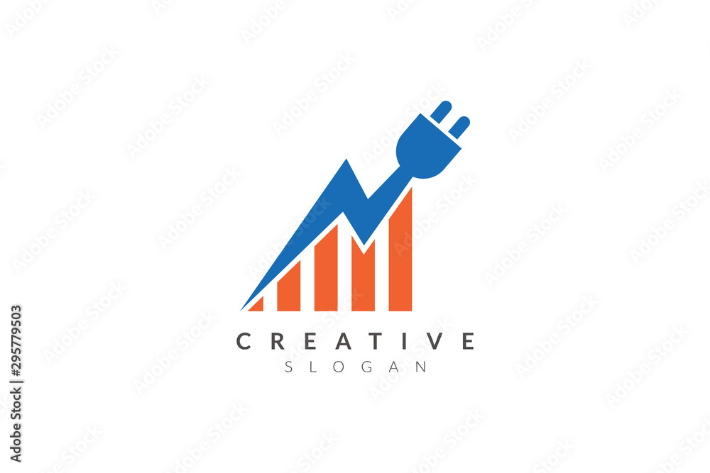 Vector illustration design of a combined form of a bar chart with ...