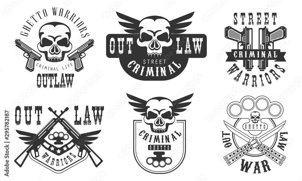 Outlaw Street Criminal Retro Labels Set, Welcome to the Ghetto Black ...