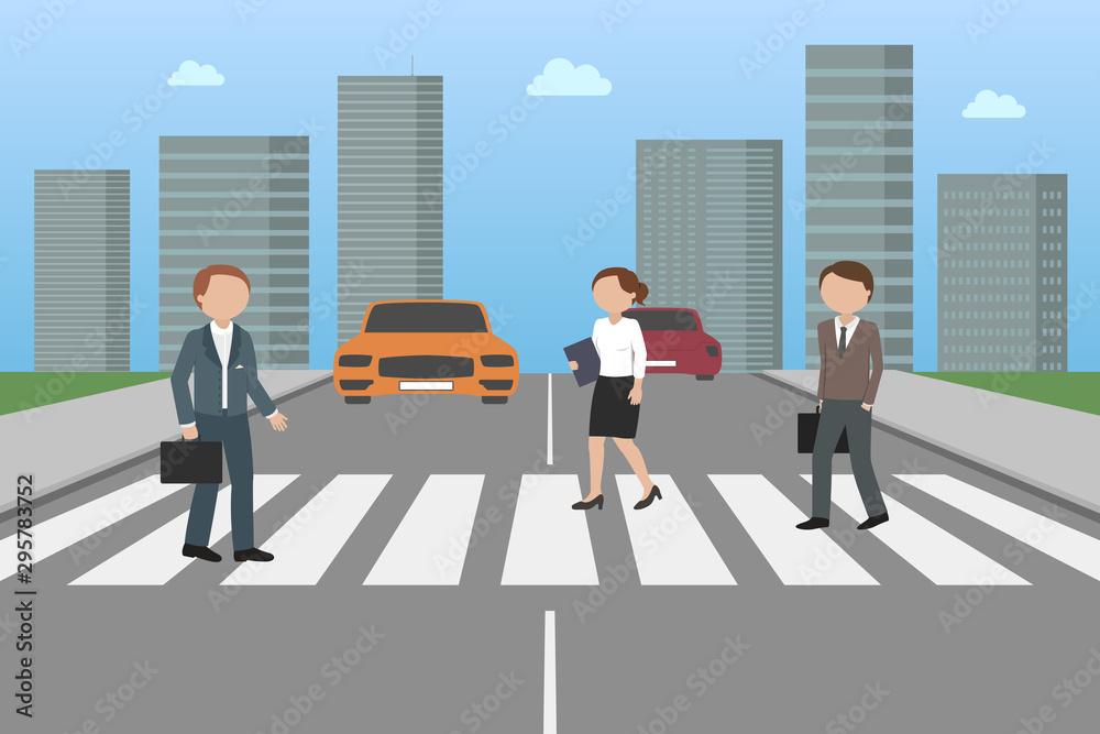 Pedestrian Crossing Street Cartoon