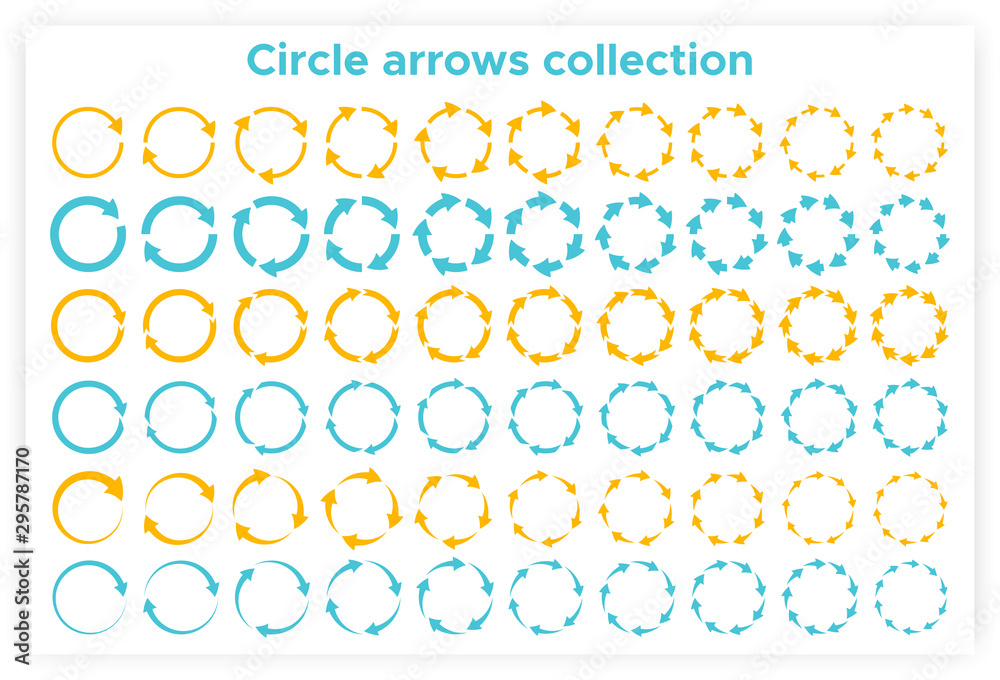 Solid circular arrows symbols collection vector illustration. Reuse or ...