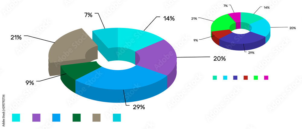 Donut chart. Isolated on white background. 3d Vector colorful ...
