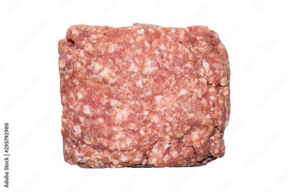 Minced meat, highlighted on a white background.A piece of minced meat.A ...