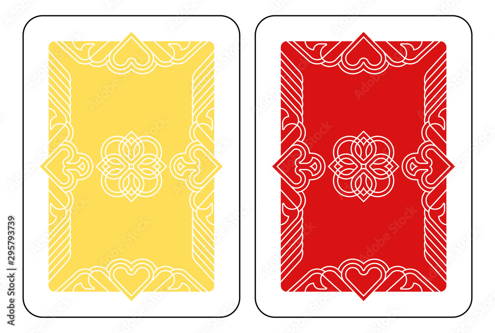 A playing card Reverse Back in yellow and red from a new modern ...