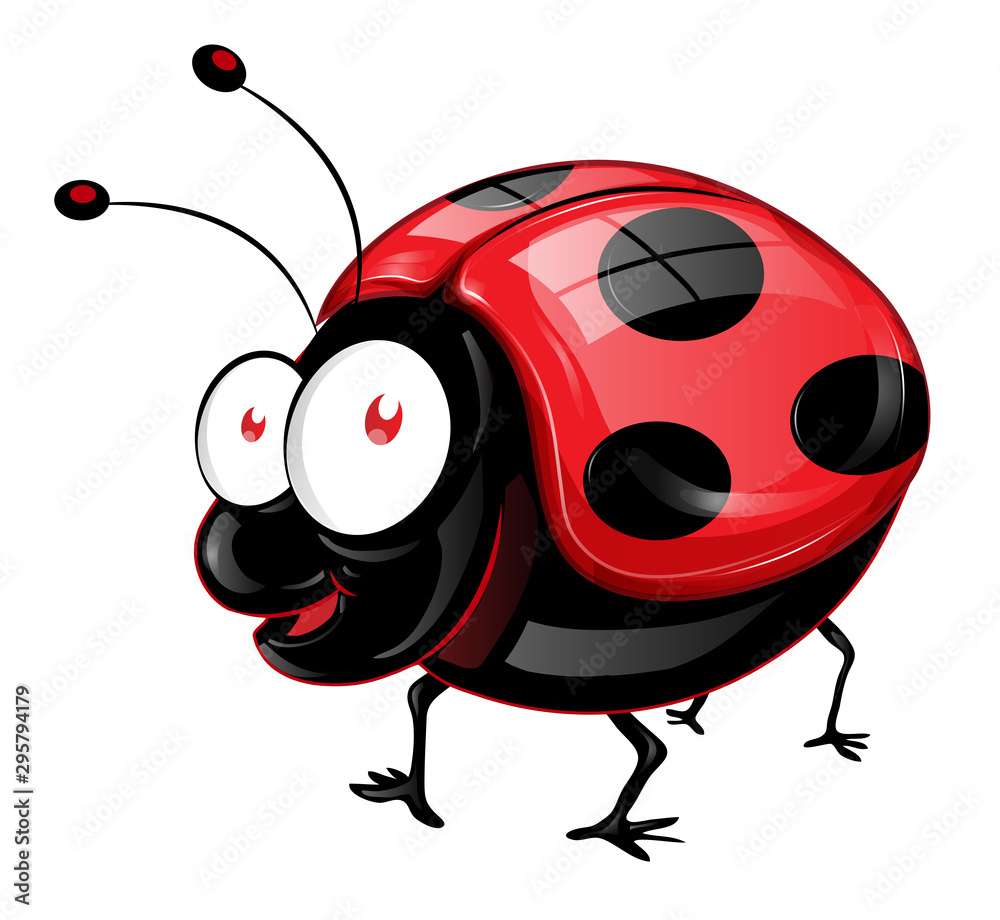 funny ladybug has big eyes illustration. emoji, cartoon character ...