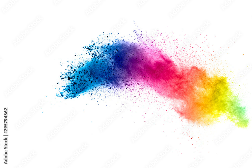 Colorful powder explosion on white background. Abstract pastel color ...
