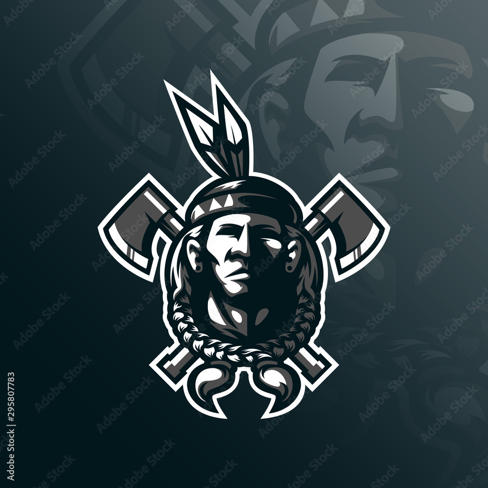 indian tribe mascot logo design vector with modern illustration concept ...
