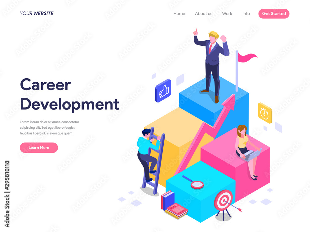 Career Development Concept. Flat vector illustration on White ...