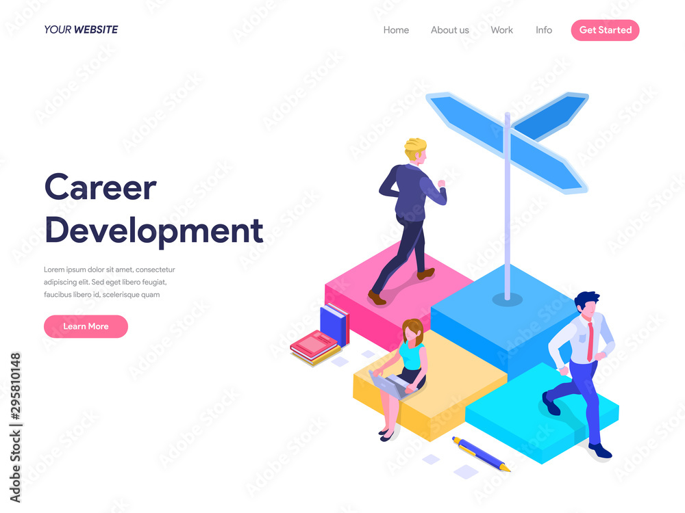 Career Development Concept. Flat vector illustration on White ...